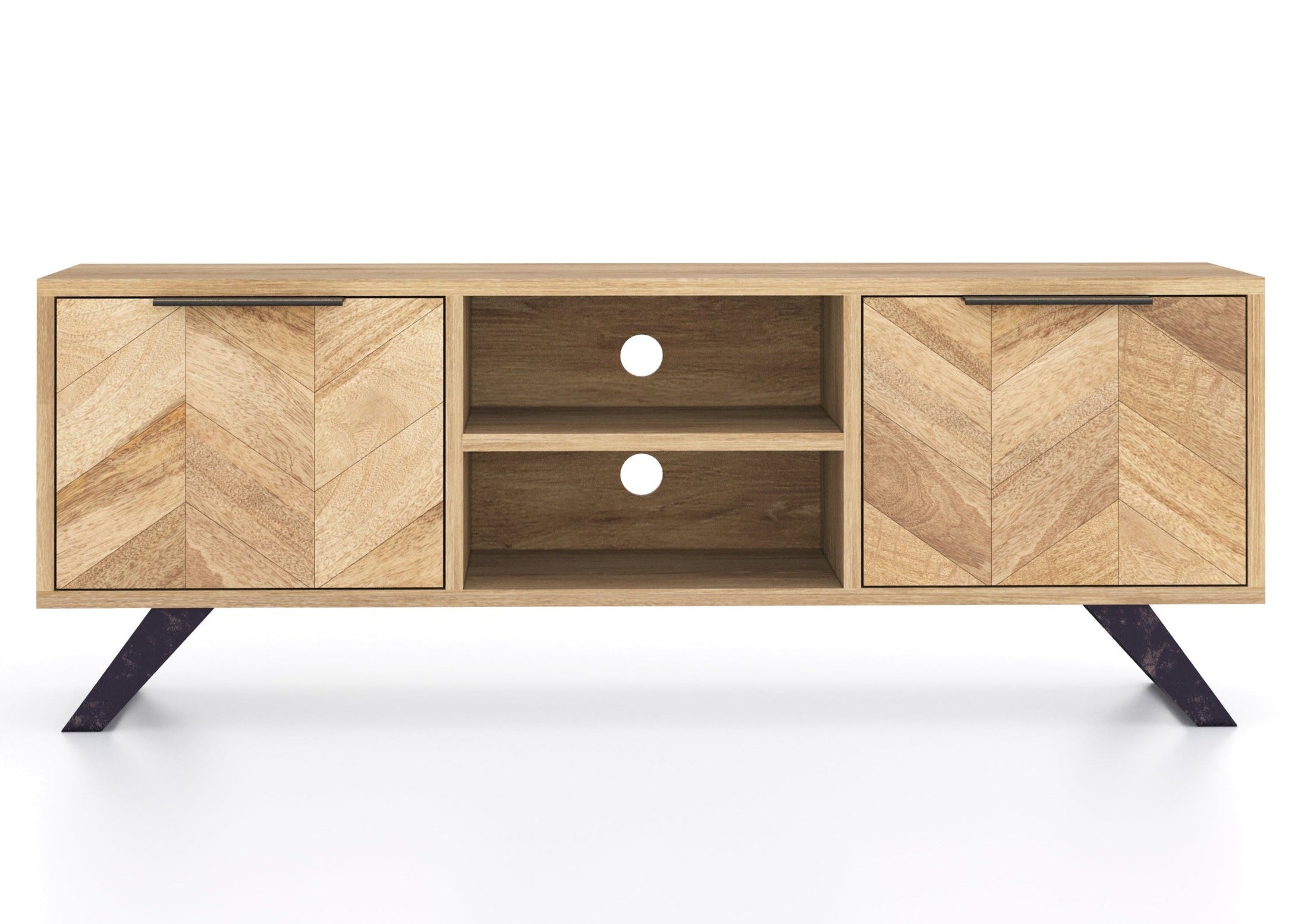 'Oakwood Living' Agra Industrial Style TV Unit Cabinet Mango Parquet M ...