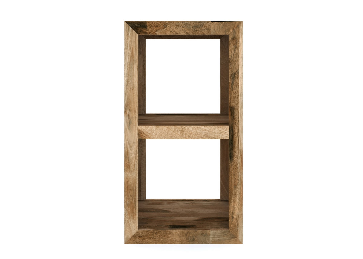 Cube Modern Solid Mango Wood Side 2 Shelf Storage Unit — Furniture For ...