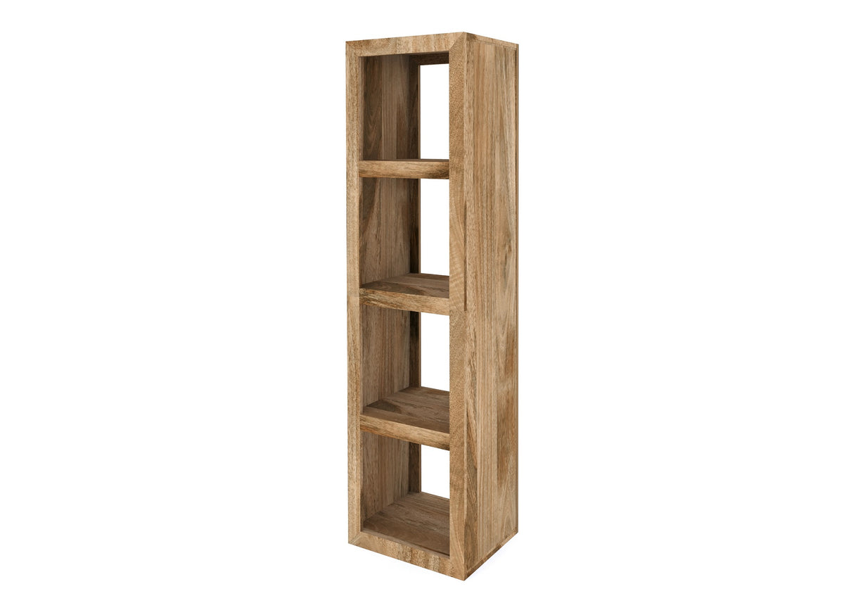 Cube Modern Solid Mango Wood Side 4 Shelf Storage Unit — Furniture For ...