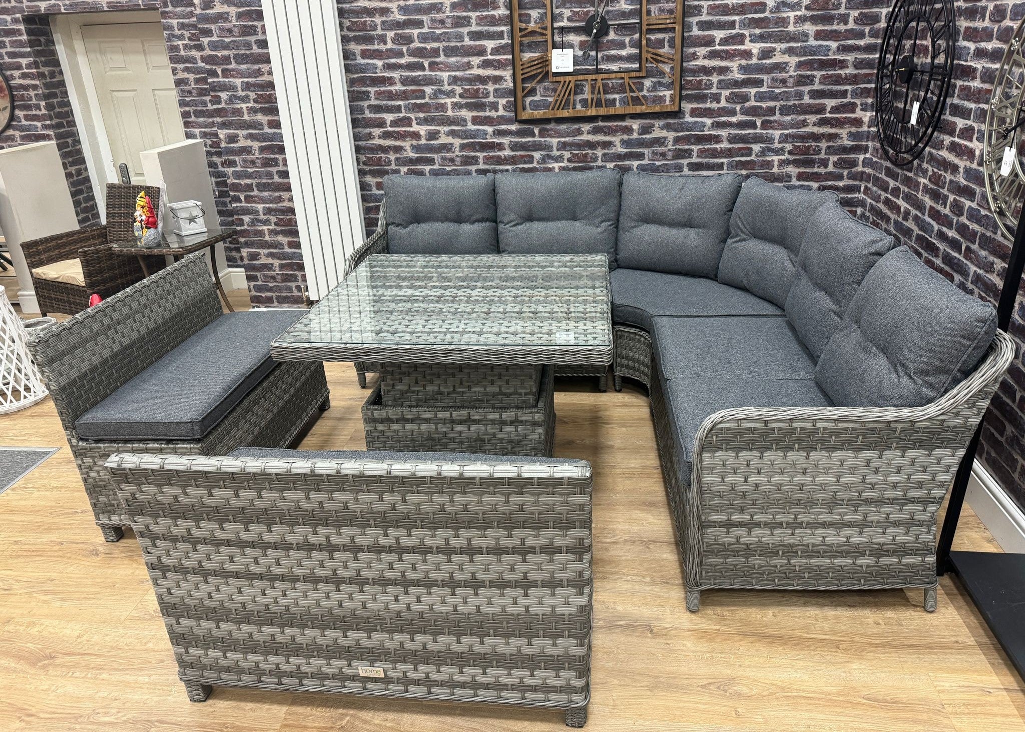 'Hawaii' Curved Corner Sofa Rattan Set | Adjustable Dining Table ...