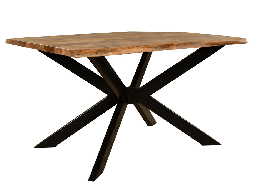 ‘Live Edge’ Industrial 135cm Table Solid Mango Wood Black Star Metal L ...