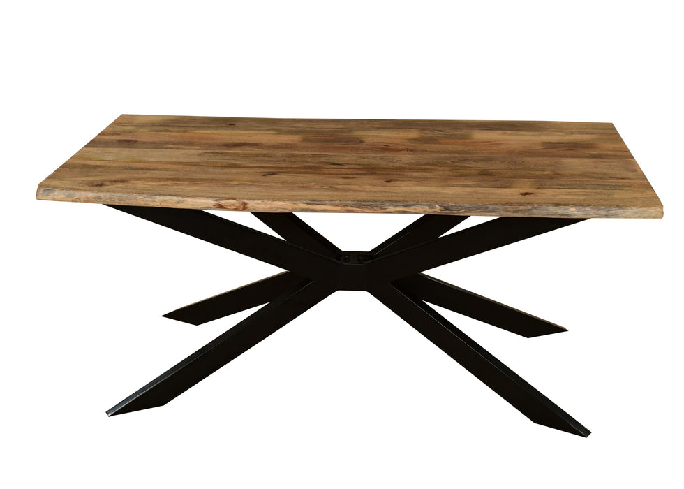‘Live Edge’ Industrial 175cm Table Solid Mango Wood Black Star Metal L ...