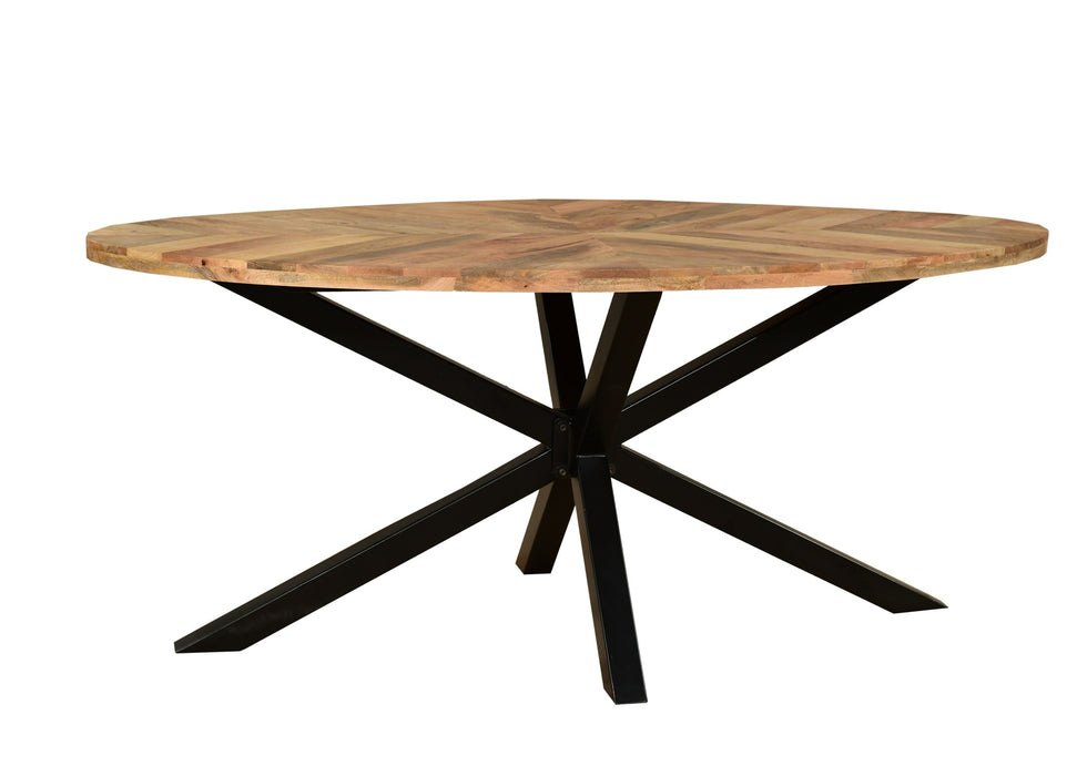 ‘Starburst’ Industrial 180cm Oval Table Solid Mango Wood Black Star Me ...