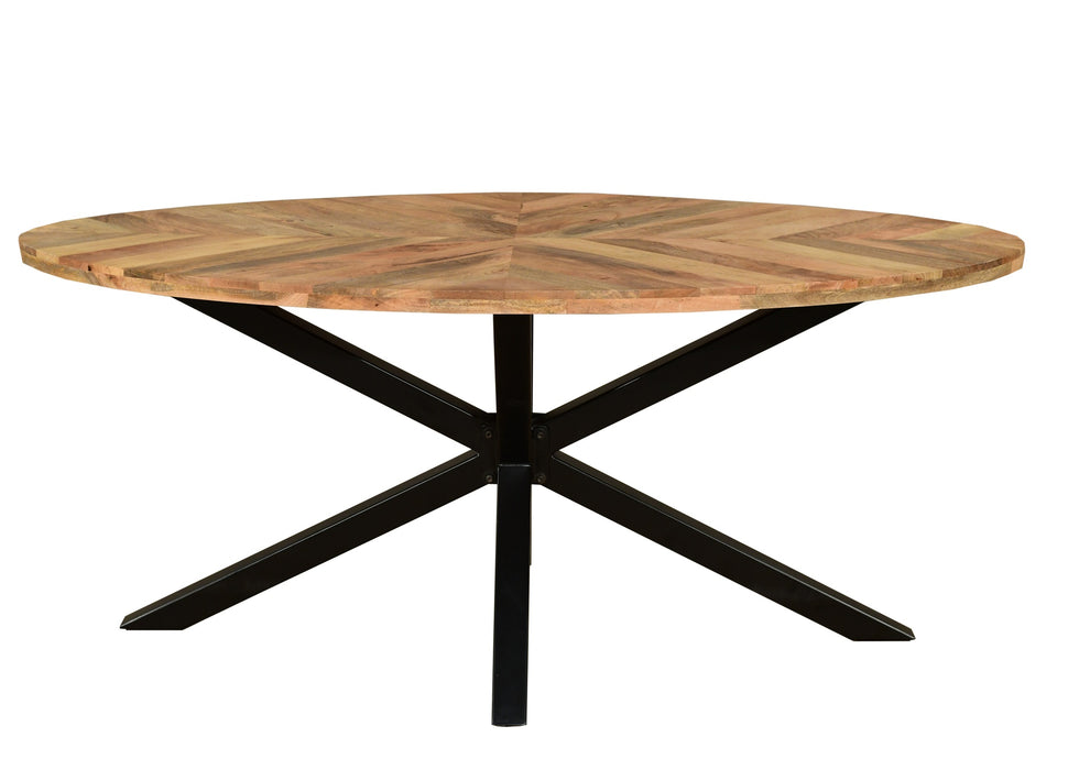 ‘Starburst’ Industrial 180cm Oval Table Solid Mango Wood Black Star Me ...