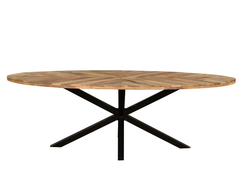 ‘Starburst’ Industrial 240cm Oval Table Solid Mango Wood Black Star Me ...