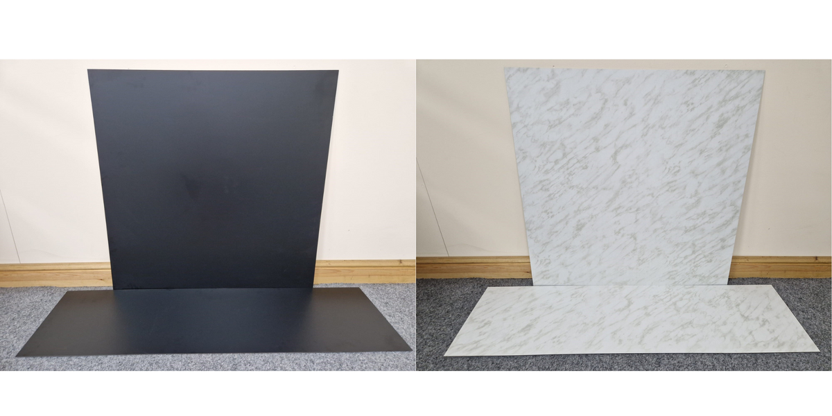 Marble Effect HPL Laminate Fireplace Back Panel & Hearth Sets ...