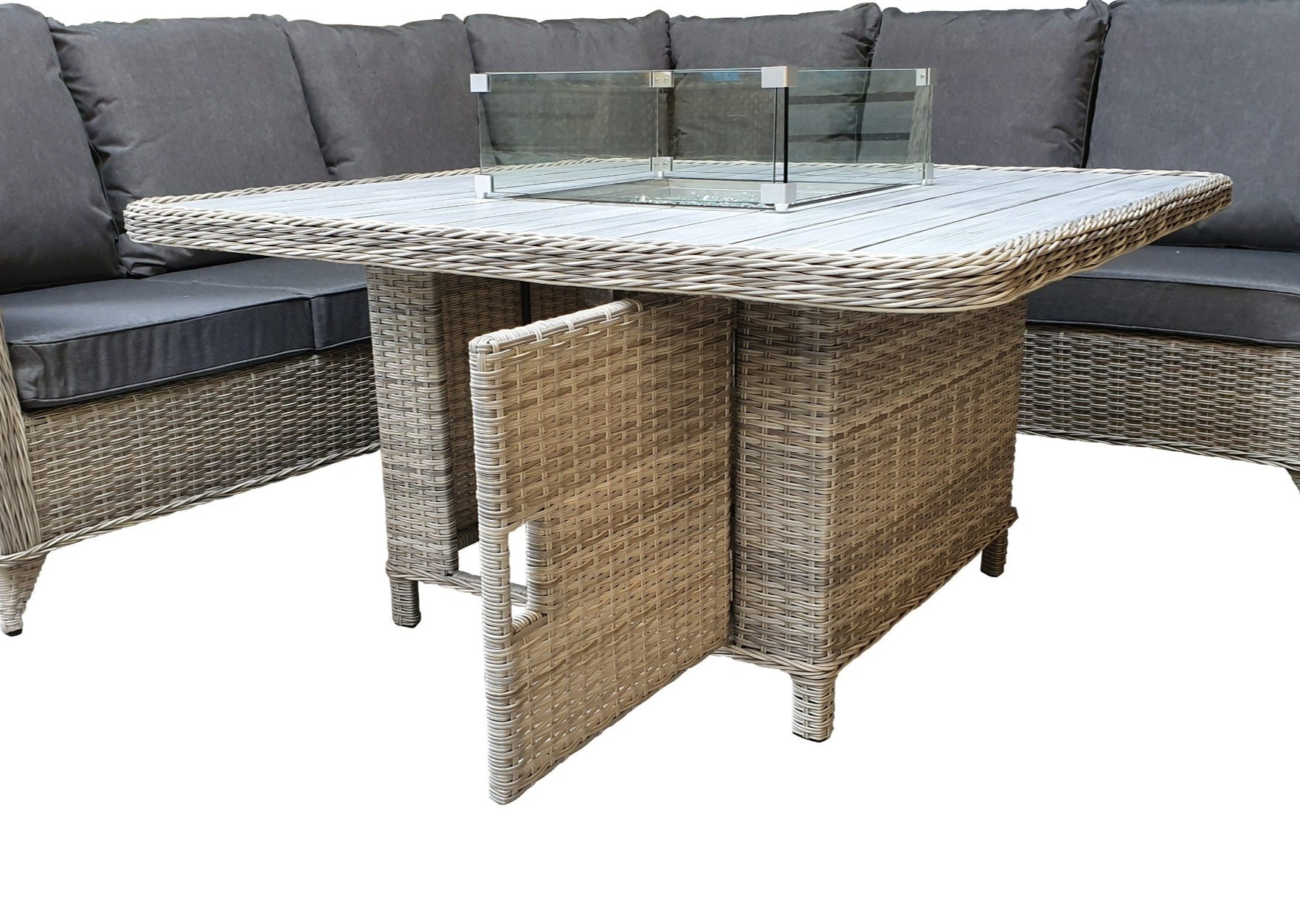 Large Rattan Corner Sofa Set With Firepit | Meghan Firepit Set ...