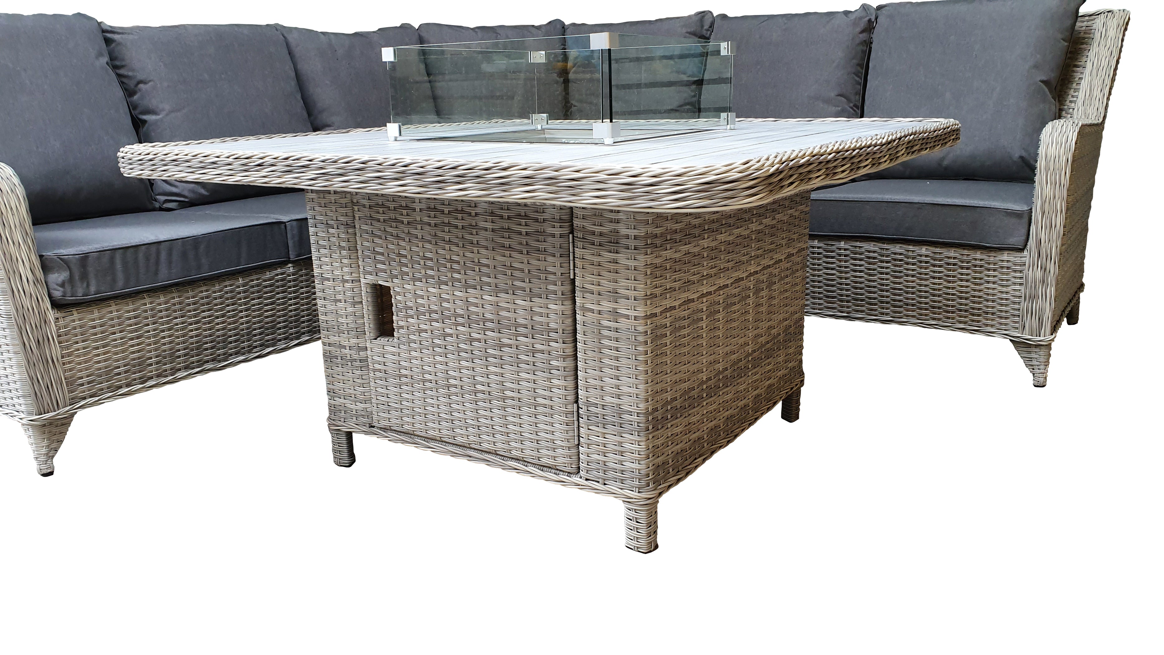 Large Rattan Corner Sofa Set With Firepit | Meghan Firepit Set ...