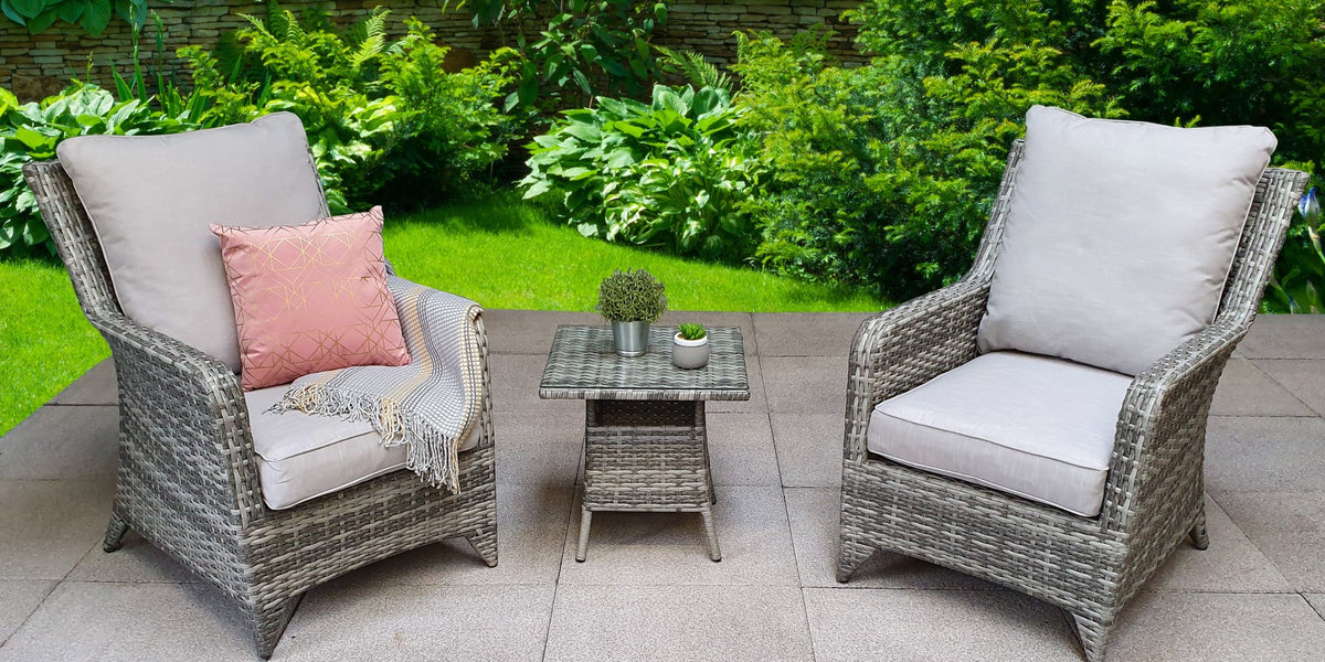'Sorrento' Grey 2 Seater Bistro Set With Coffee Table Grey Silver Cush ...