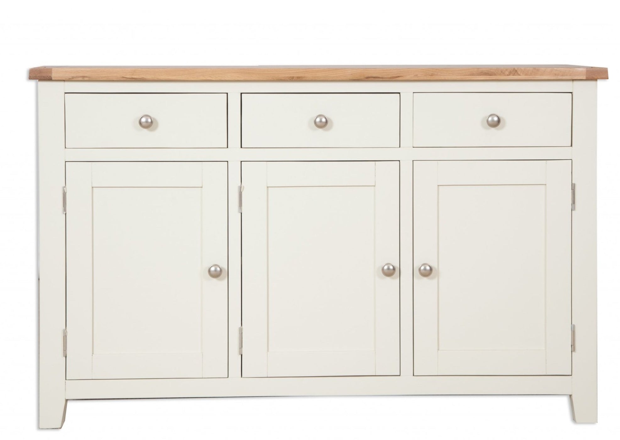 'Oakwood Living' Ivory Painted Solid Oak Large 3 Door Sideboard ...