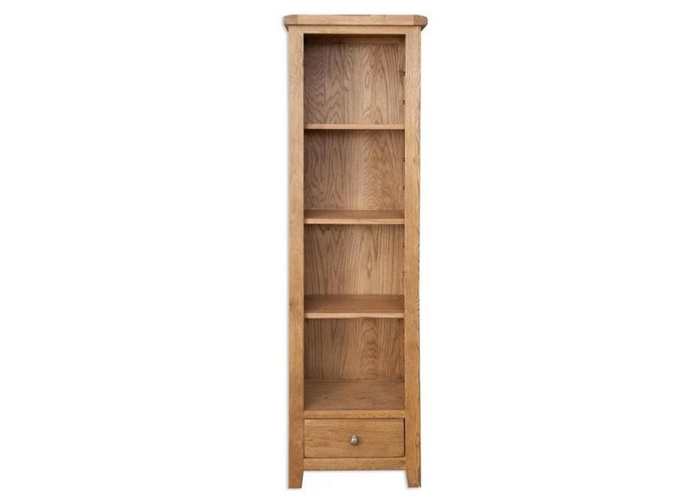 'Oakwood Living' Country Solid Oak Slim Bookcase / Display Unit ...