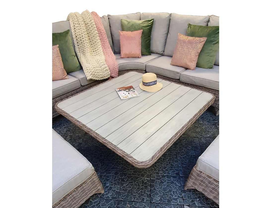 'Alex' Corner Dining Set In 2 Tone Grey Rattan With Grey Cushions ...