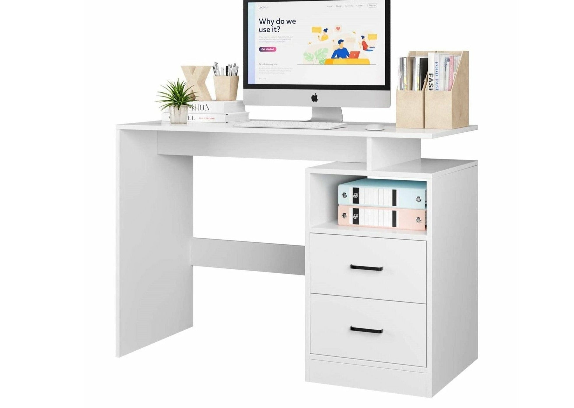 Compact White Home Office Computer Desk — Furniture For The Home