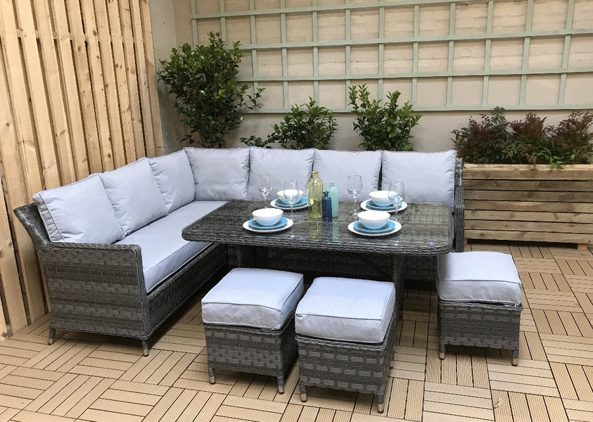 Signature Weave Edwina EDWI0108 Grey Rattan Corner Sofa Dining Set ...