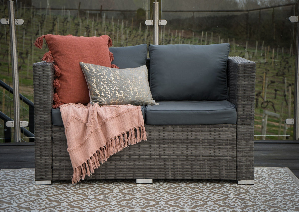 Grey Rattan 2 Seater Sofa Set | Rattan Sofa — Furniture For The Home